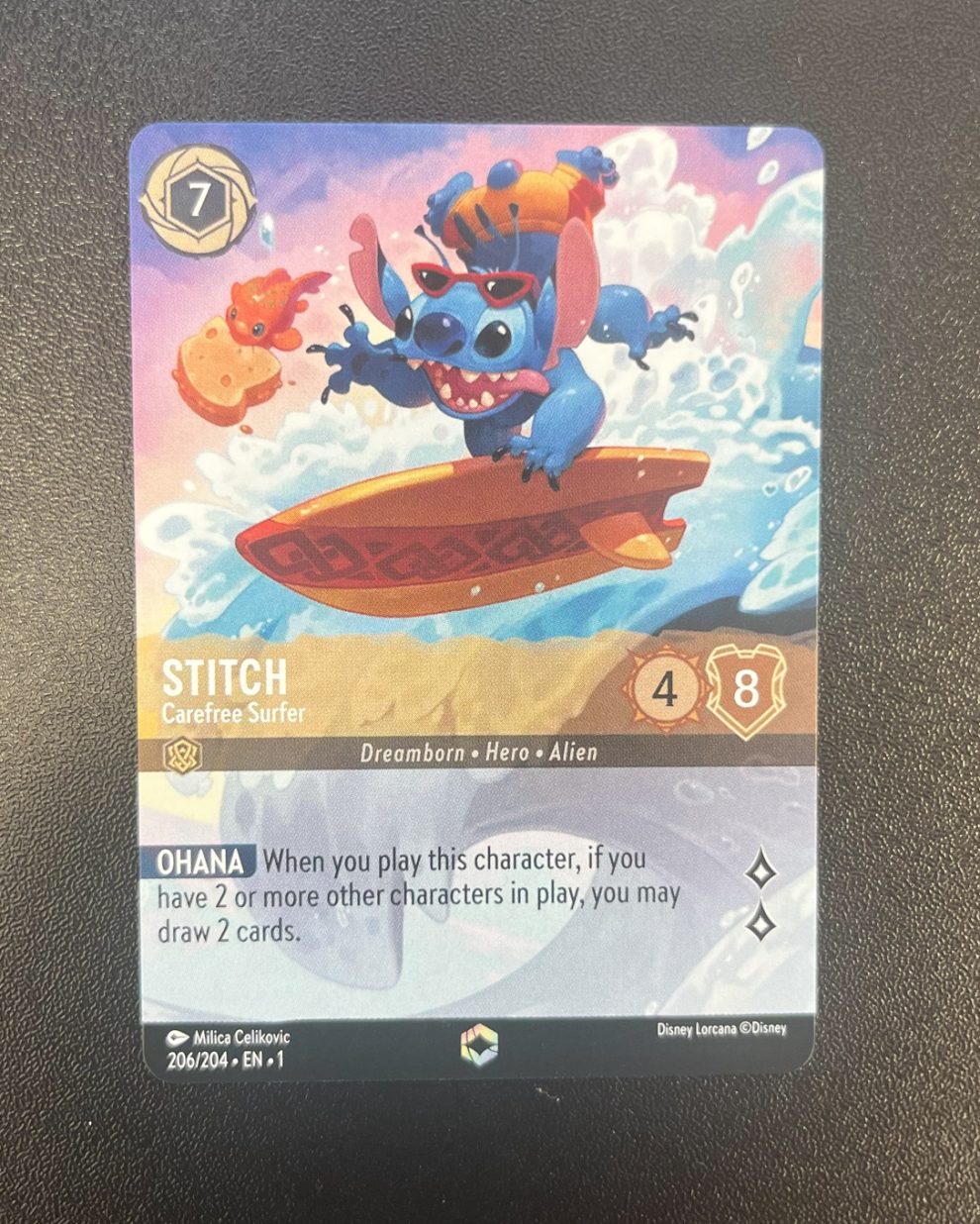 Stitch Carefree Surfer (Alternate Art) - Disney's Lorcana Proxy Card ...